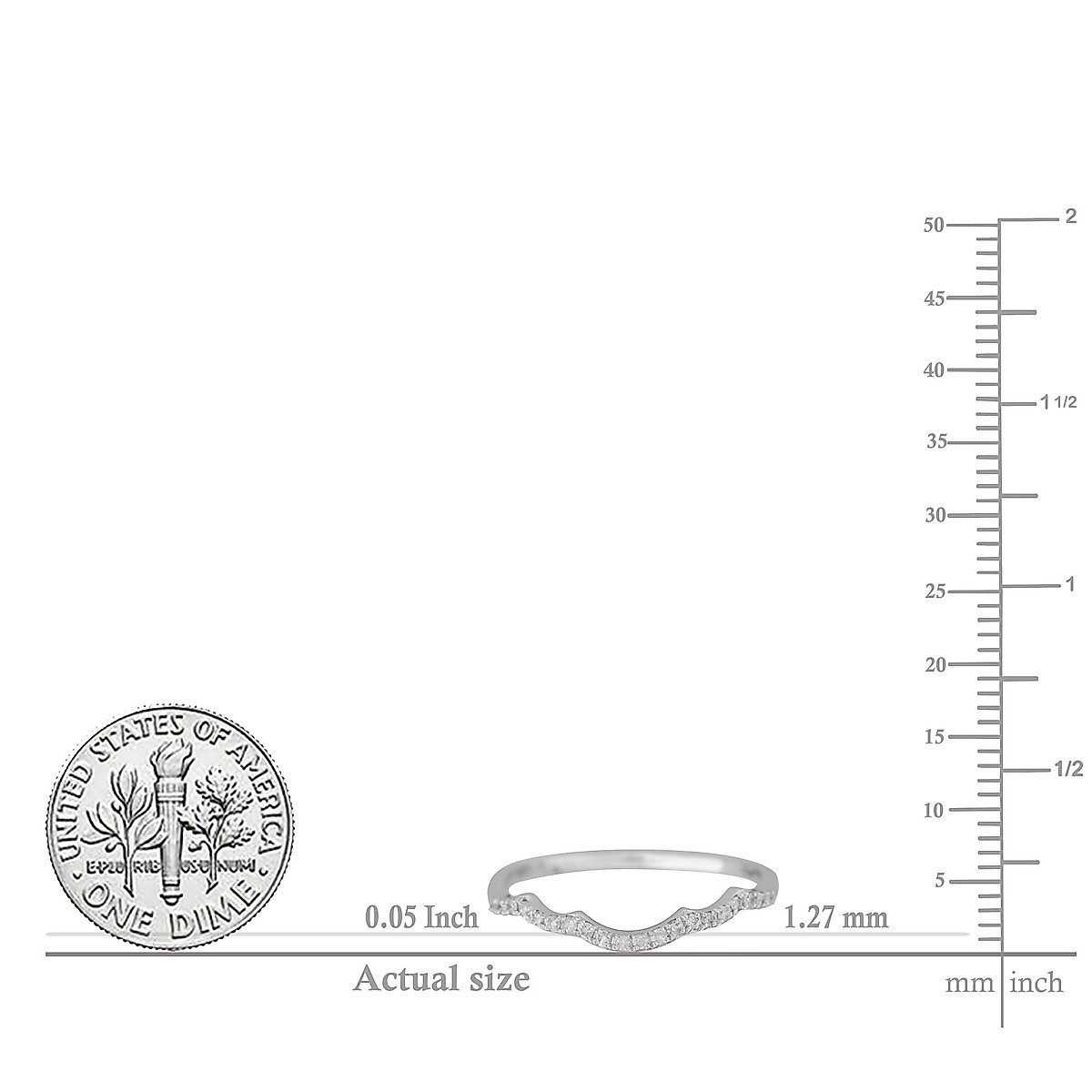 Dazzlingrock Collection Round White Diamond Contour Wedding Band for Women (0.12 ctw. Color I-J, Clarity I2-I3) in 10K White Gold Size 6