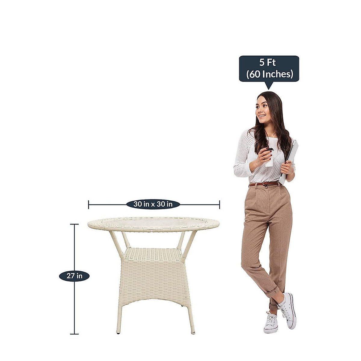 Kid Zone Urban Craft™ D-8 Outdoor Furniture Garden Patio Seating Set 4+1 (4 Chairs, 1 Table Set) Balcony Furniture Coffee Table Set (White) Black 3 Extra Large