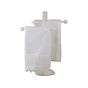 Creative Scents Fingertip Towels for Bathroom (11x18 inches) Towel Set of 4, Soft Velour Finish, Gorgeous Lace Trim, 100% Cotton, Machine Washable, Perfect for Guest Bathroom! (White)