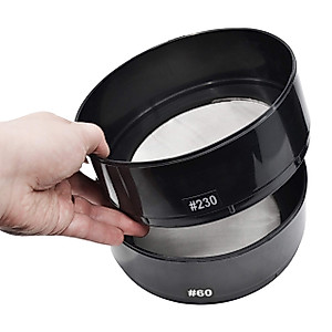 EISCO 6 Piece Stackable Assorted Mesh Sieve Set, 7 Inch - Plastic - Includes #5, 10, 60, and #230 Plus Bottom Pan and Cover