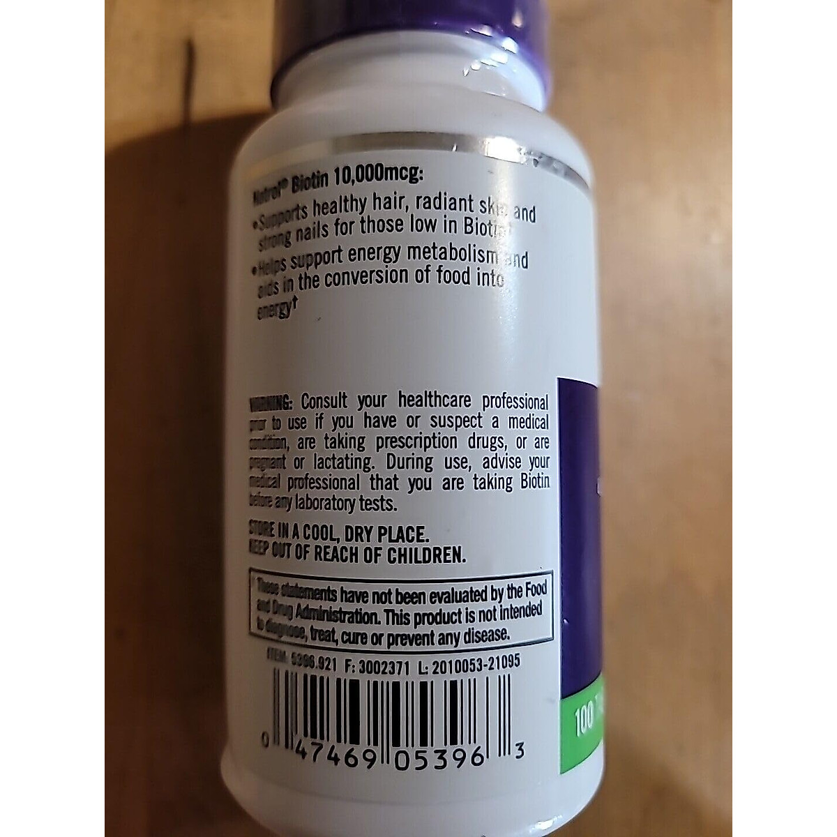 Natrol Biotin, Maximum Strength, 10,000 mcg Tablets 100 ea (Pack of 6)