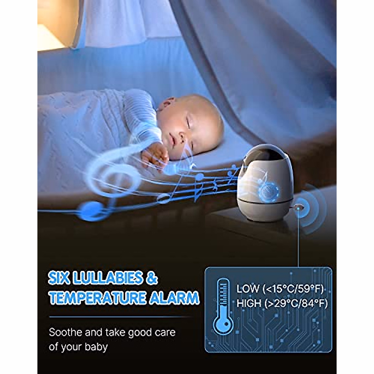 iDOO Baby Monitor, Baby Monitor with Camera and Audio 720P, Baby Monitor no WiFi with Night Vision, 5" HD Display, Remote Pan-Tilt-Zoom, 900 ft Long Range, Two-Way Talk, Room Temperature, Lullabies