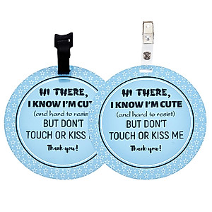 PLIGREAT 2 Pack Please Don't Touch or Kiss Baby Sign Baby Shower Gifts Stop Touching Baby Sign Hang Tags for Newborn Baby Girls Boys Preemies Stroller Baby Carrier Car Seat No Touching Baby Signage