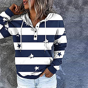 Winnerlion Womens Casual Hoodies Pullover Tops Drawstring Long Sleeve Sweatshirts Hooded Fall Clothes with Pocket (Blue, L)