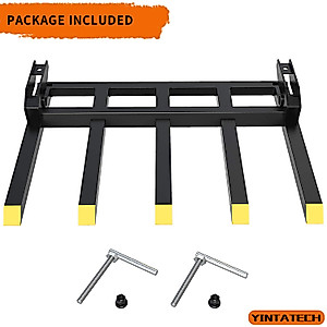 YINTATECH Clamp on Debris Forks to 48" Bucket, Heavy Duty Clamp-On Pallet Fork 2500 lbs Capacity Attachments Fit for Loader Bucket Skidsteer Tractor