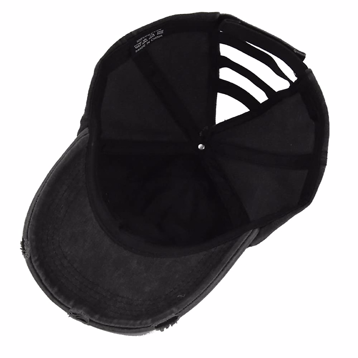 Henwarry Women's Washed Distressed Cotton Denim High Ponytail Hat Adjustable Baseball Cap (F02-White)