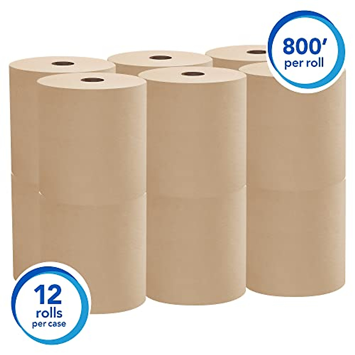 Scott Essential Hard Roll Paper Towels (04142), Natural, 800' / Roll, 12 Rolls / Case, 9,600' / Case