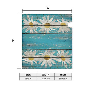 Rustic Spring Daisy Mailbox Covers Magnetic Standard Size 21x18 Inch Teal Old Wood Board Mailbox Decals Mailbox Wrap Post Letter Box Cover Mailbox Post Cover for Garden Yard Decor