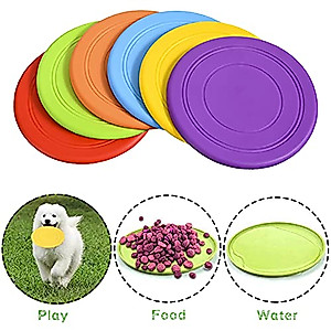 Bvrbaory 6 Pack Dog Flying Disc,Dogs Training Interactive Toys,Puppy Flyer Toy Dog Flyer,Lightweight Soft Floating Saucer for Small Medium Dog Outdoor Sport,Safe on Teeth