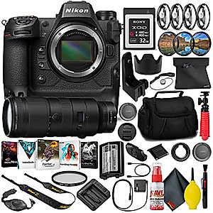 Nikon Z9 FX-Format Mirrorless Camera Body (1669) + 70-200mm f/2.8 VR Lens + 32GB XQD Memory Card + Editing Software + Camera Bag + Pro Filter Kit + 12" Tripod (Renewed)