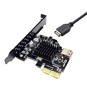 ChenYang 2 Port USB 2.0 ＆ USB 3.1 Gen 2 Type-E Front Panel Socket to PCI-E 2X PCI Express Expansion Card Adapter