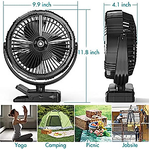 COMLIFE Portable Misting Fan, 10000mAh Rechargeable Battery Operated Fan, 8INCH Clip on Fan, 360° Rotatable Outdoor Fan, 3 Speeds with Timer for Home Office Camping Golf Cart RV Car Jobsite More