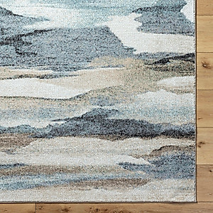 Mark&Day Area Rugs, 5x7 Bennington Modern Aqua Area Rug, Blue Grey Brown Carpet for Living Room, Bedroom or Kitchen (5'3" x 7')