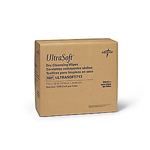 Medline ULTRASOFT713 Ultrasoft Disposable Dry Cleansing Cloth Wipe, Wipe Size 7" x 13" (Pack of 1200)