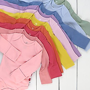 HonestBaby 10-Pack Long Sleeve Bodysuits One-piece 100% Organic Cotton for Infant Baby Boys, Girls, Unisex , Rainbow Gems Pinks, 6-9 Months