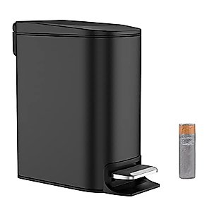 BETHEBEST 6 Liter/1.6 Gallon Bathroom Trash Can with Soft Close Lid, Small Step Trash Can with Removeble Wastebasket,Stainless Steel Garbage Can for Bathroom,Bedroom,Office (Black)