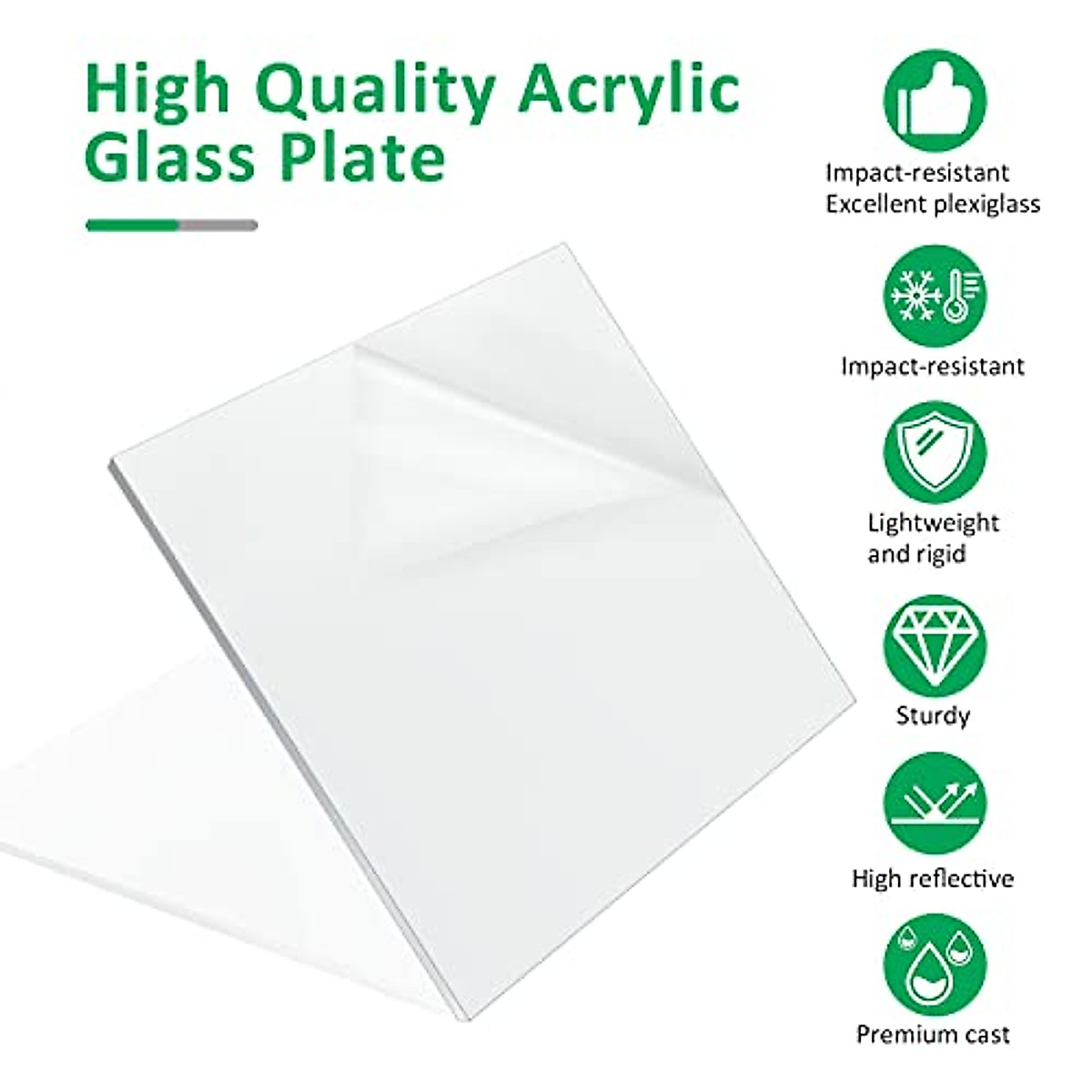 6 Pack Clear Acrylic Sheet 12" x 12"(305 x 305mm) Square Plexiglass Panel 1/8"(3mm) Thick Transparent Plastic Sheets for Sign, Craft, Display Projects, Laser Cutting, Engraving, Painting