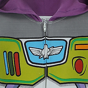 Disney Toy Story Woody or Buzz Lightyear Boys’ Hooded Romper for Newborn, Infant and Toddler – Blue/Yellow or White