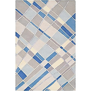 Hauteloom Carla Wool Living Room, Bedroom Area Rug - Contemporary - Natural Gray, Muted Blue, Gray Blue - 8' x 10'