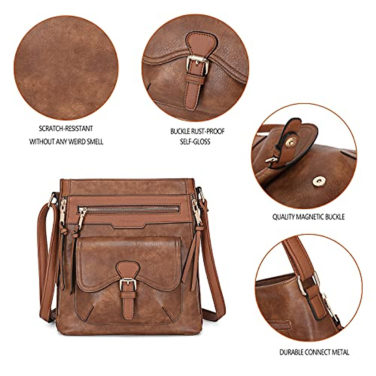 OUKUPA Crossbody Bag For Women Shoulder Handbag Messenger Bag Satchel Long Over Strap Tassel Zip Multiple Pockets Lightweight