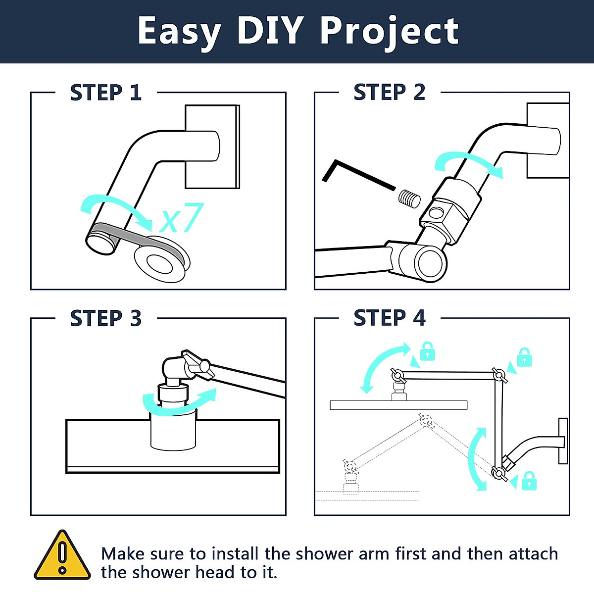 PDPBath Shower Extension Arm, 16" Upgrade Solid Brass Shower Head Shower Head Extender, Adjustable Height Extended with G1/2 Universal Connection for Rain & Handheld Shower Head - Chrome