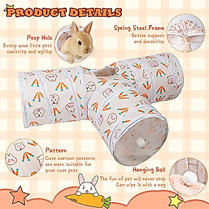BWOGUE Bunny Tunnels & Tubes Collapsible Carrot Bunny Hideout Extra Large Small Animal Tunnel Toys for Dwarf Rabbits Bunny Guinea Pigs Kitty