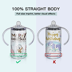 AGH Sublimation Sippy Cups Blanks with Handles, 4 Pack 12 oz Straight Sublimation Tumblers Stainless Steel Insulated Skinny Tumblers with Splash-proof Lid, Shatterproof Water Tumbler