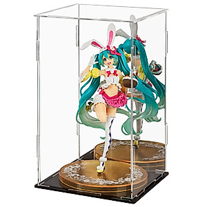 LileZbox Acrylic Display Case, Black Mirrored Display Box, Versatile Collectibles Display Showcase for Action Figures Toys-A1,1 Pack