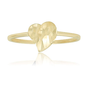 AVORA 10K Yellow Gold Diamond-cut Heart Fashion Ring - Size 8