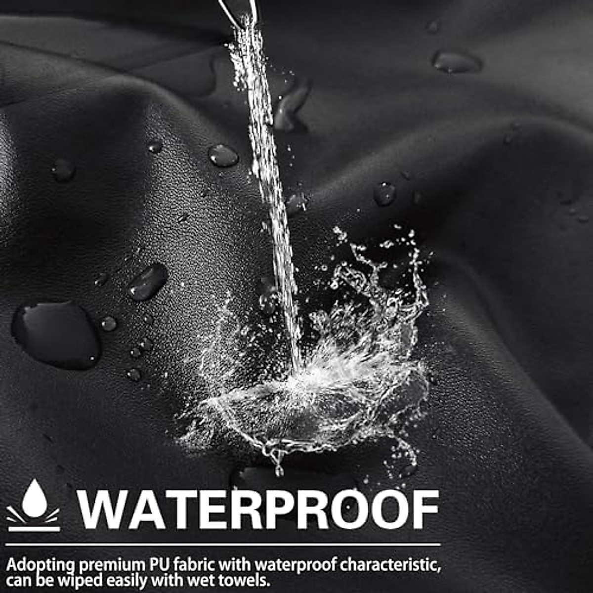 HewTLES PU Leather Recliner Cover, Elastic Waterproof Sofa Cover, 4-Piece Recliner Cover with Pockets, Easy to Clean Recliner Covers for Large Recliner，Added armrest Storage Pockets (Black)