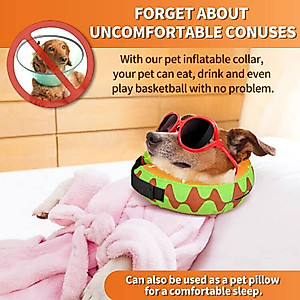 Protective Inflatable Dog Recovery Cone Collar for Smal Medium Large Dog, Soft E-Collar Dog Donut Cone Alternative After Surgery for Dogs Cats (Medium)