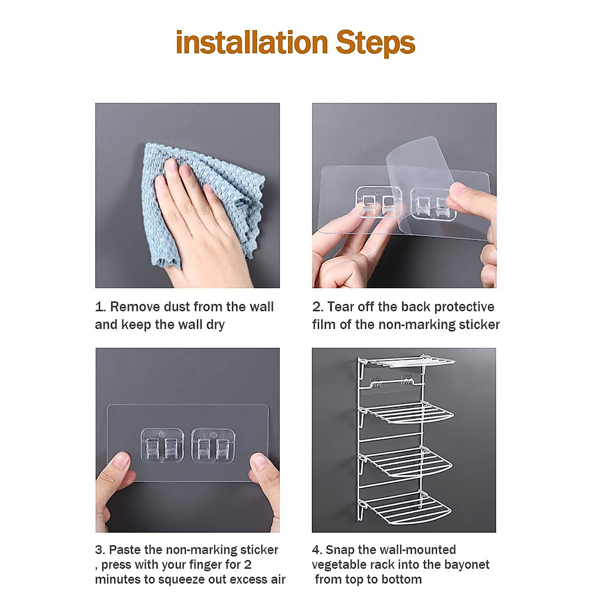 SWRDHJ Kitchen Wall-Mounted Fruit and Vegetable Preparation Tray with Vegetable Stacking Storage Rack, hot Pot Tray Multi-Layer Classification Tray Fruit Preparation Tray Food Vegetable Tray Rack