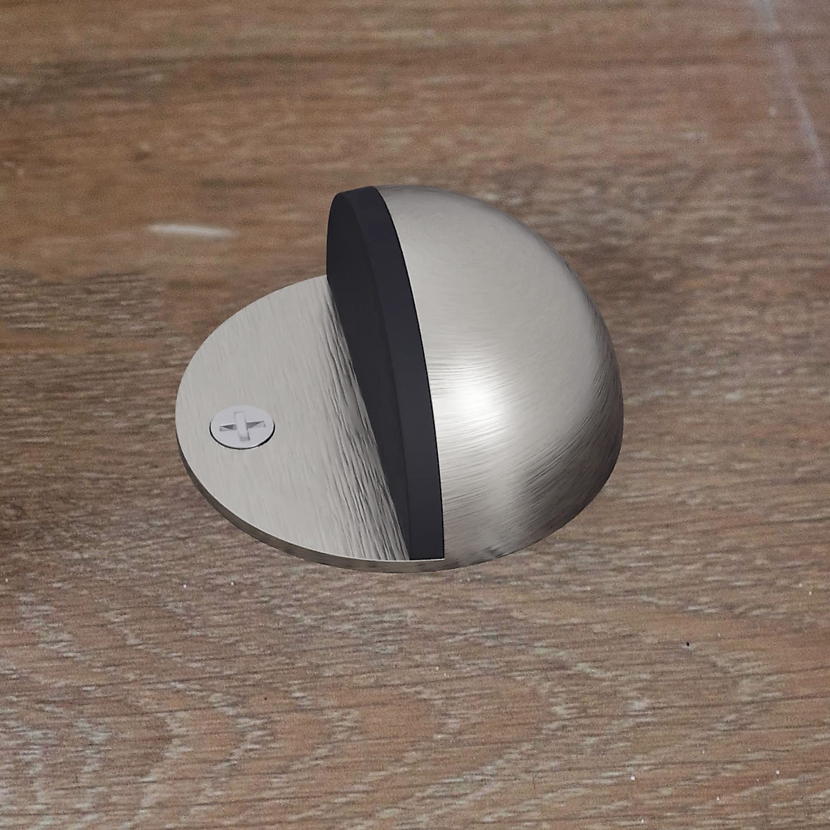 Stainless Steel Rubber Floor Mounted Hemisphere Door Stopper NYCO Architectural Hardware-Heavy Duty Door Bumper for Wall Protection- Modern Universal Door Slam Stopper-1.7”x 0.9" (Zinc/Satin Nickel)