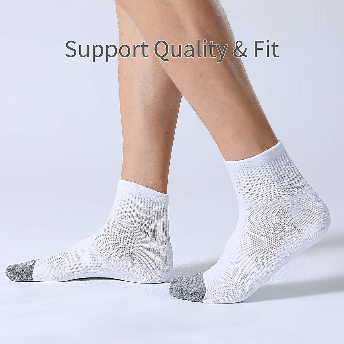 FITRELL 6 Pack Men's Ankle Socks Athletic Cushioned Sports Running Socks, Shoe Size 9-12, White