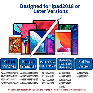 Stylus Pen for Apple iPad 1st 2nd 9th&10th(2018-2023) with Type-c Charging Magnetic, Palm Rejection,Tilting Detection, Compatible with iPad 6/7/8/9/10, iPad Air 3/4/5, iPad Mini 5/6, iPad Pro 11"/12.9