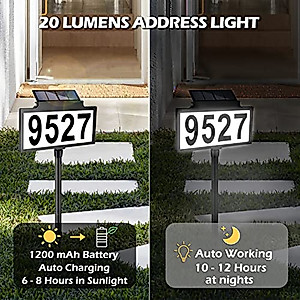 LeiDrail Solar Address Sign House Number for outside LED Illuminated Outdoor Address Plaque Waterproof Lighted Up for Home Yard Street