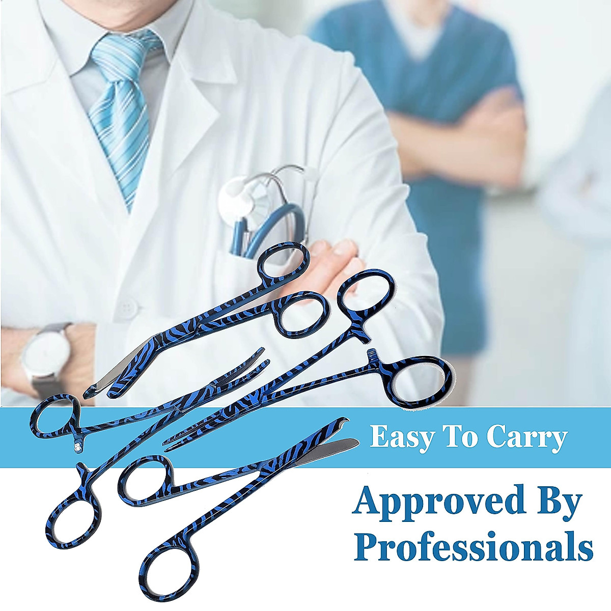 Set of 4 Bandage Scissors 5.5", Stitch Scissors 4.5" and Hemostat 5.5" Straight Made of Premium Quality Stainless Steel Scissors