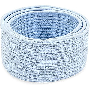 Farmlyn Creek Cotton Woven Baskets for Storage, Light Blue Organizers (3 Sizes, 3 Pack)