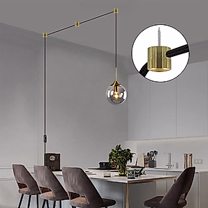 KOLTIME 6 Pack Swag Ceiling Hooks for Hanging Lights Aluminium Modern Hanging Lamp Cable Hook DIY Ceiling Chandelier Swag Hooks for Plug in Pendant Lighting with Cord