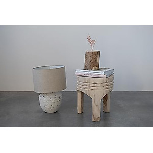 Creative Co-Op Boho Hand-Carved Paulownia Wood Stool, Natural