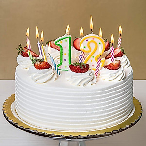 BLUE PANDA - 154-Piece Candles Number 0-9 Rainbow Stripes Birthday Cake Numeral Topper Decorations with Holders for Party Decor