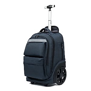 Waterproof Rolling Laptop Backpack Wheeled Carry-on Trolley Luggage,Business Travel Backpack,Multipurpose Waterproof Wheeled Backpack for Men and Women (Blue)