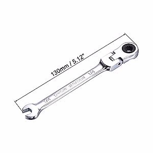 uxcell 1/4 Inch Flex-Head Ratcheting Combination Wrench SAE 72 Teeth 12 Point Ratchet Box Ended Spanner Tools, Cr-V