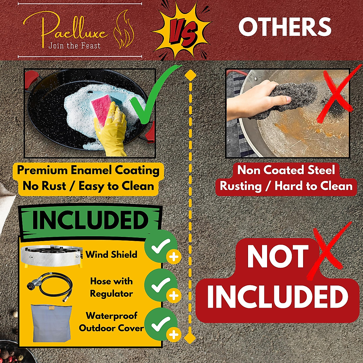 Complete Paella Pan Burner & Stand Set - Double Propane Burners 22 Inch Pan Set - Outdoor Gas Stove - Portable Cooking - Burner Table Top Burners - Camping Grill Backyard