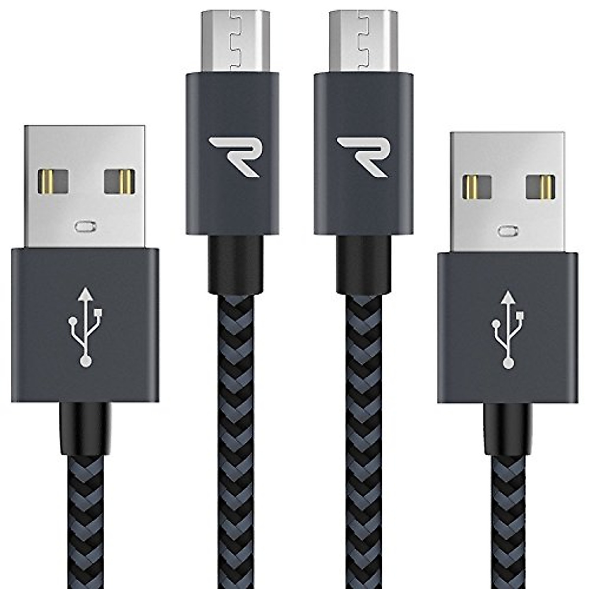 Micro USB Cable,[2 Pack/3.3ft],Rampow QC 3.0 Fast Charging & Sync Android Charger,Braided Nylon Micro USB Cables for Samsung Galaxy S7/S6 and Edge,Note 6/5,Sony,Kindle,PS4,Android Devices - Space Grey