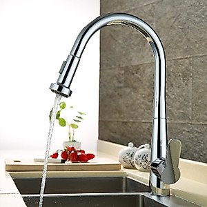 HAMOLER Kitchen Faucet Spray Head Faucet Spout Replacement Pull Down Sprayer Sink Faucet Nozzle Sprayer Kitchen Sink Spray Nozzle Faucet Head Replacement, Chrome