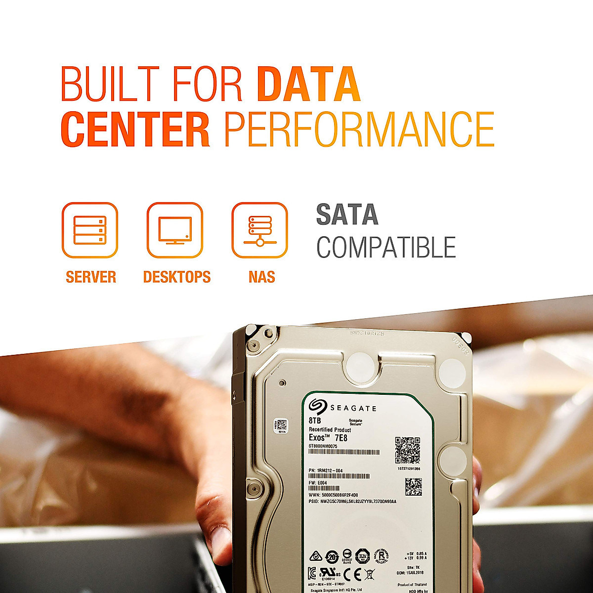 Seagate Exos 7E8 8TB 7200 RPM Nearline SAS 3.5-Inch Enterprise Hard Drive (ST8000NM0075) (Renewed)