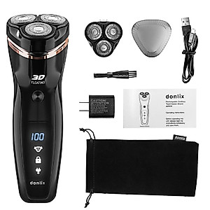 donlix Electric Shavers for Men Razor 8500 RPM Face Shaver with Pop-up Beard Trimmer Wet Dry Use, Waterproof Electric Razor for Men Women Cord/Cordless Rechargeable (CHA)