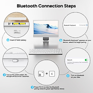OMOTON Bluetooth Keyboard for Mac, Sleek Design, Quiet Typing, Wireless Keyboard with Numeric Keypad Compatible with MacBook Pro/Air, iMac, Mac Mini/Pro Laptop (Silver)