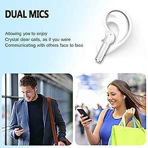 xinwld Wireless Earbuds, Bluetooth 5.3 Headphones with 4 Mics, Wireless Headphones ENC Noise Cancelling Earbuds, Ear Buds Wireless Bluetooth Earbuds,25H Playtime Wireless Earphones, LED Display, White